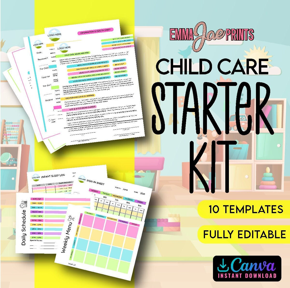 Editable Child Care Starter Kit, Printable Forms Perfect for Home ...