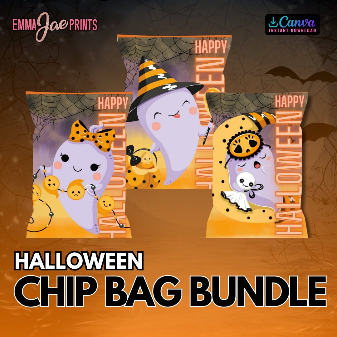 Editable Halloween Chip Bag Bundle, DIY Template, Class Halloween Party ...