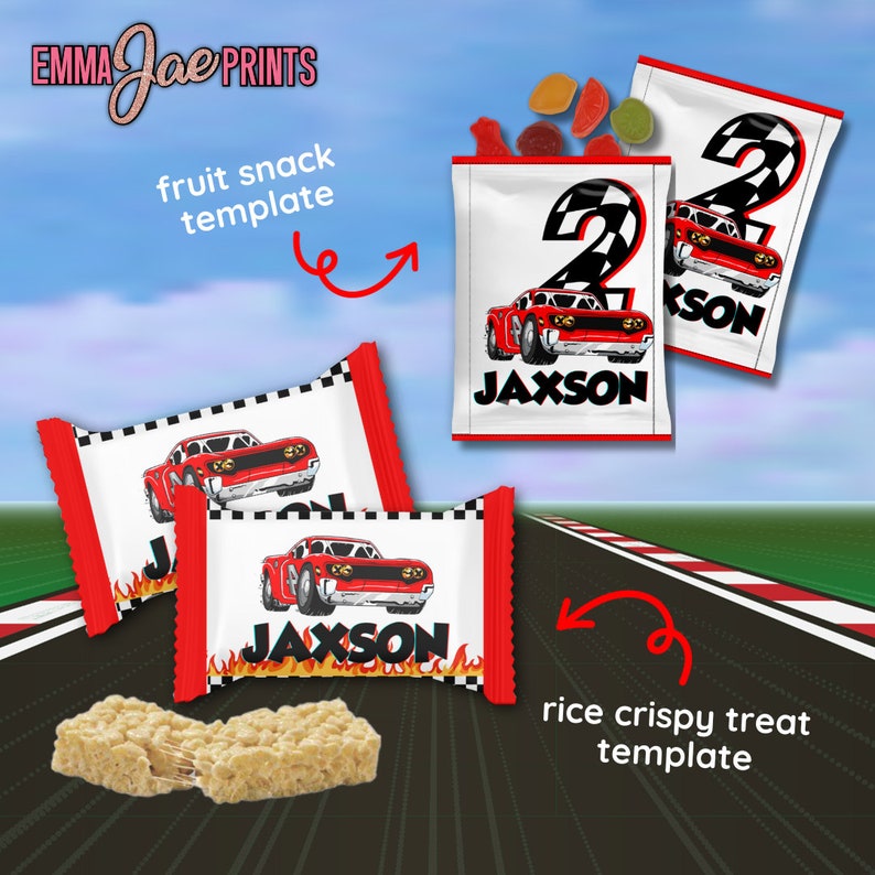 Two Fast Race Car Party Snack Label Bundle: Editable 2nd Birthday ...