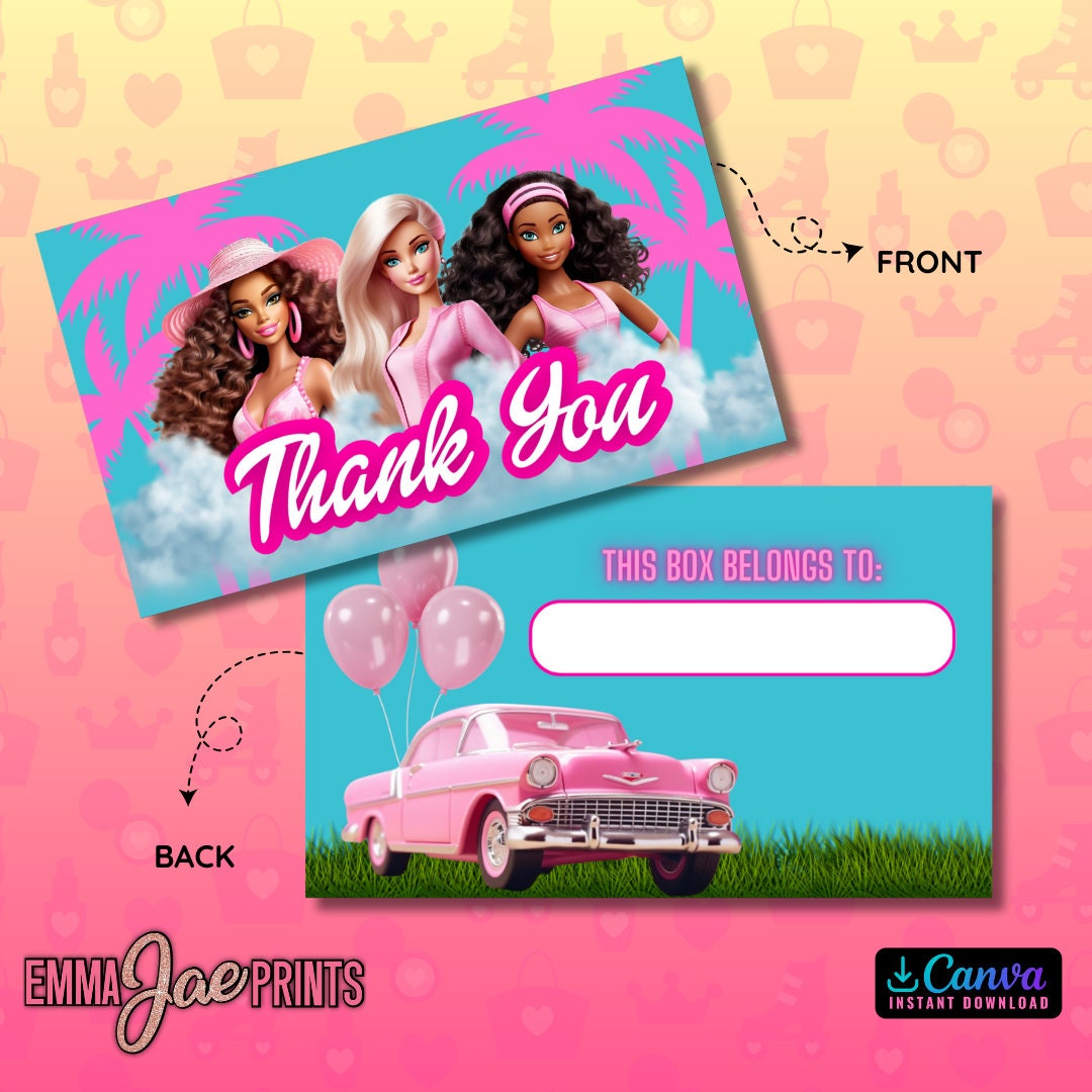 Editable Doll Birthday Gable Box Label, Doll Printable Download, Pink ...