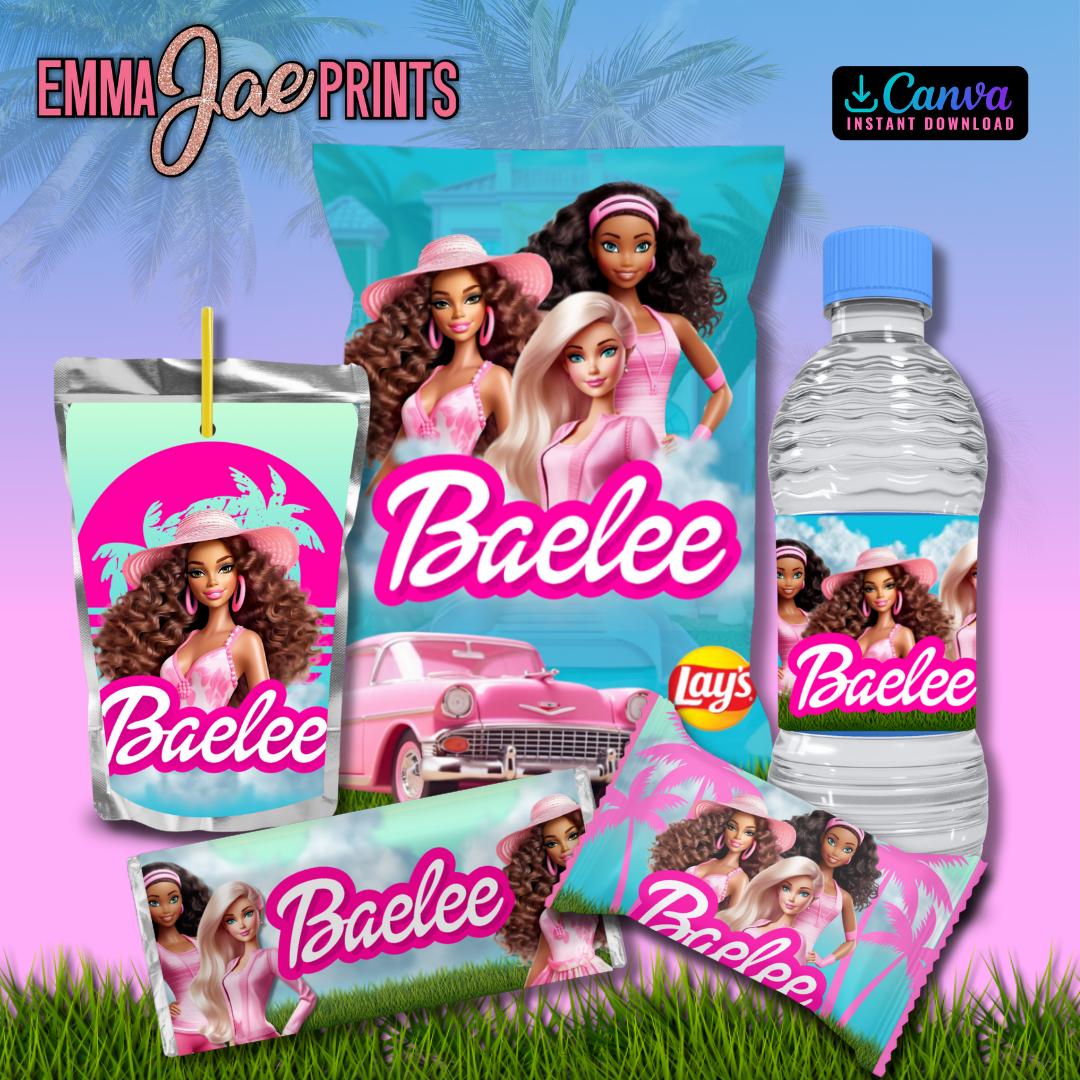 Editable Doll Birthday Snack Labels, Caprisun, Rice Crispy Treat ...