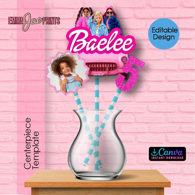 Editable DIY Doll Birthday Centerpiece Doll Printable - Etsy