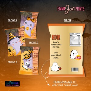 Editable Halloween Chip Bag Bundle, DIY Template, Class Halloween Party ...