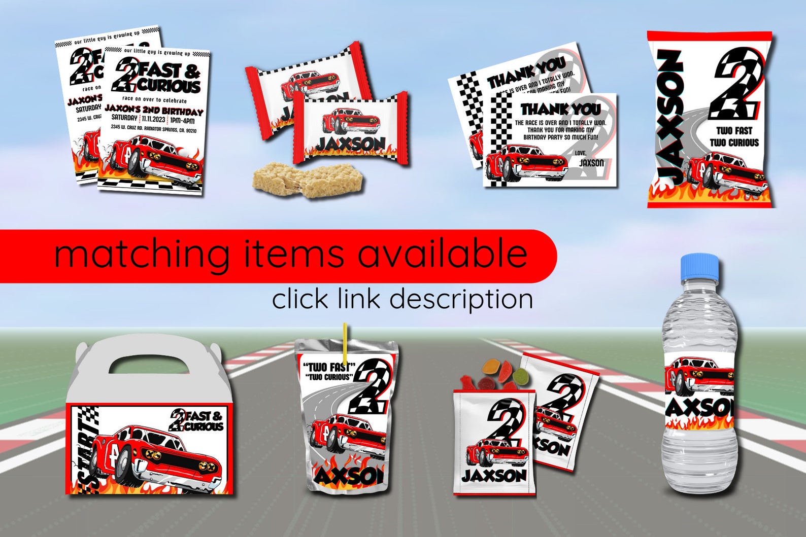Two Fast Race Car Party Snack Label Bundle: Editable 2nd Birthday ...