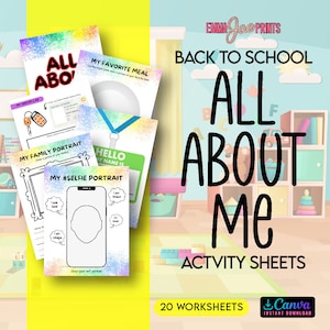 PRINTABLE All About Me Worksheets, Back to School Coloring Activity ...