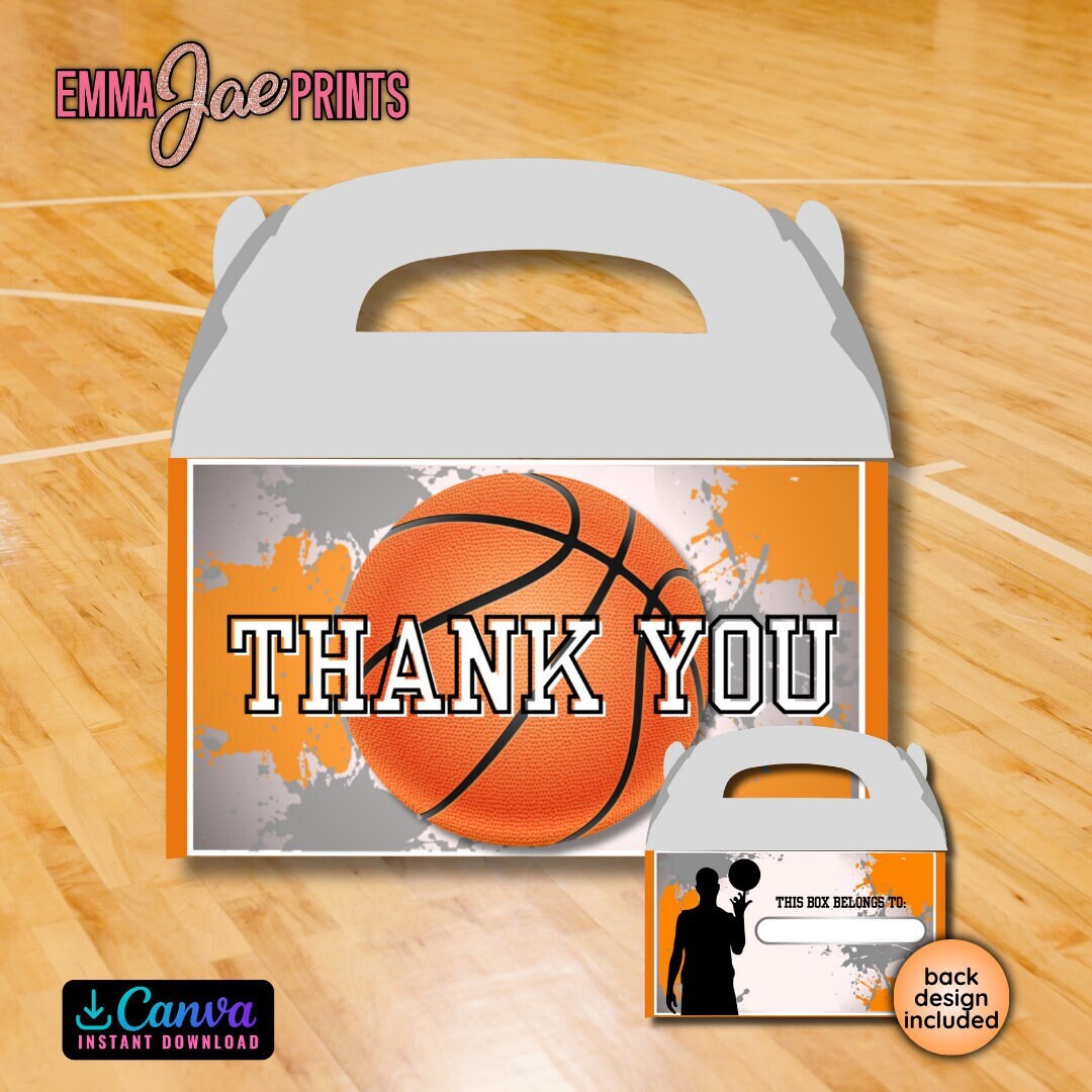 Basketball Birthday Party Gable Box Label (canva Download) - Etsy
