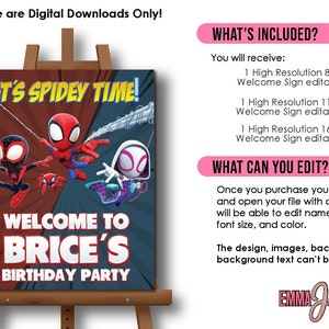 Spidey Friends Birthday Party Welcome Sign, Spidey Editable Welcome ...