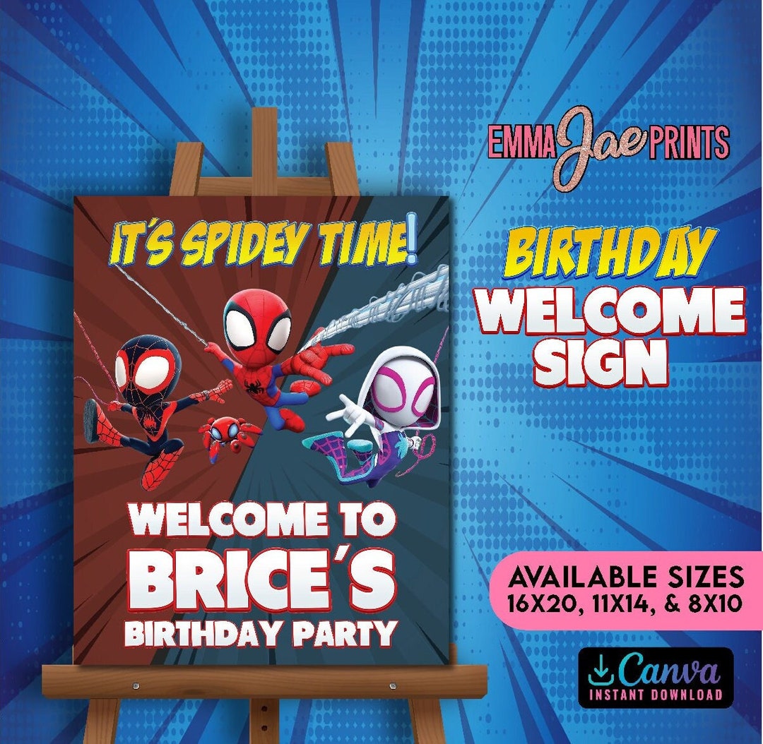 Spidey Friends Birthday Party Welcome Sign, Spidey Editable Welcome ...