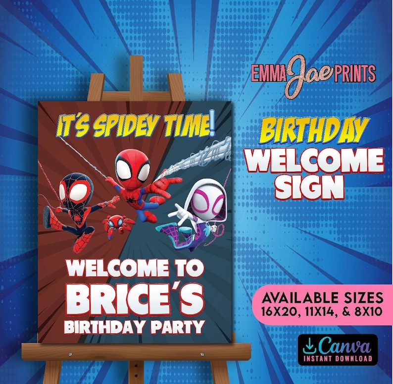 Spidey Friends Birthday Party Welcome Sign, Spidey Editable Welcome ...
