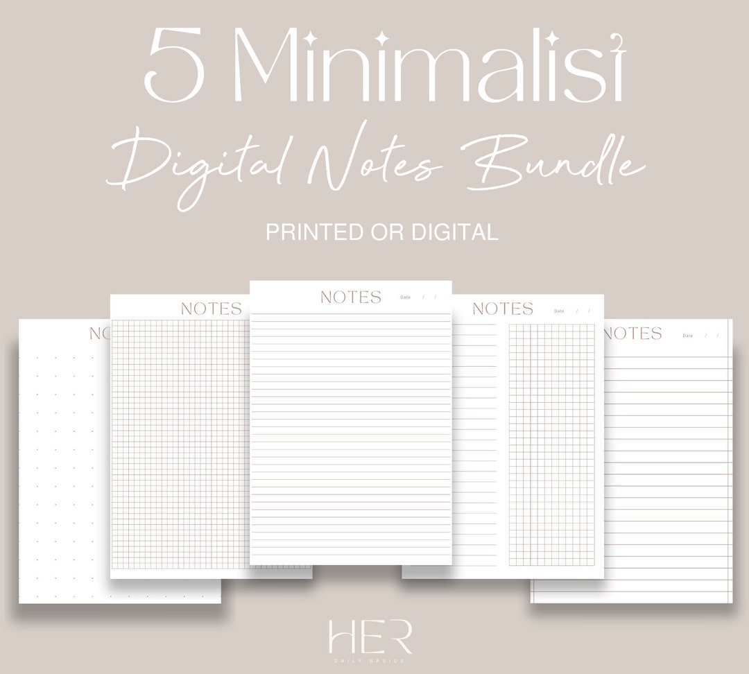 Minimalist Notes Bundle, Digital/printable Notes, Writing Paper, Study ...