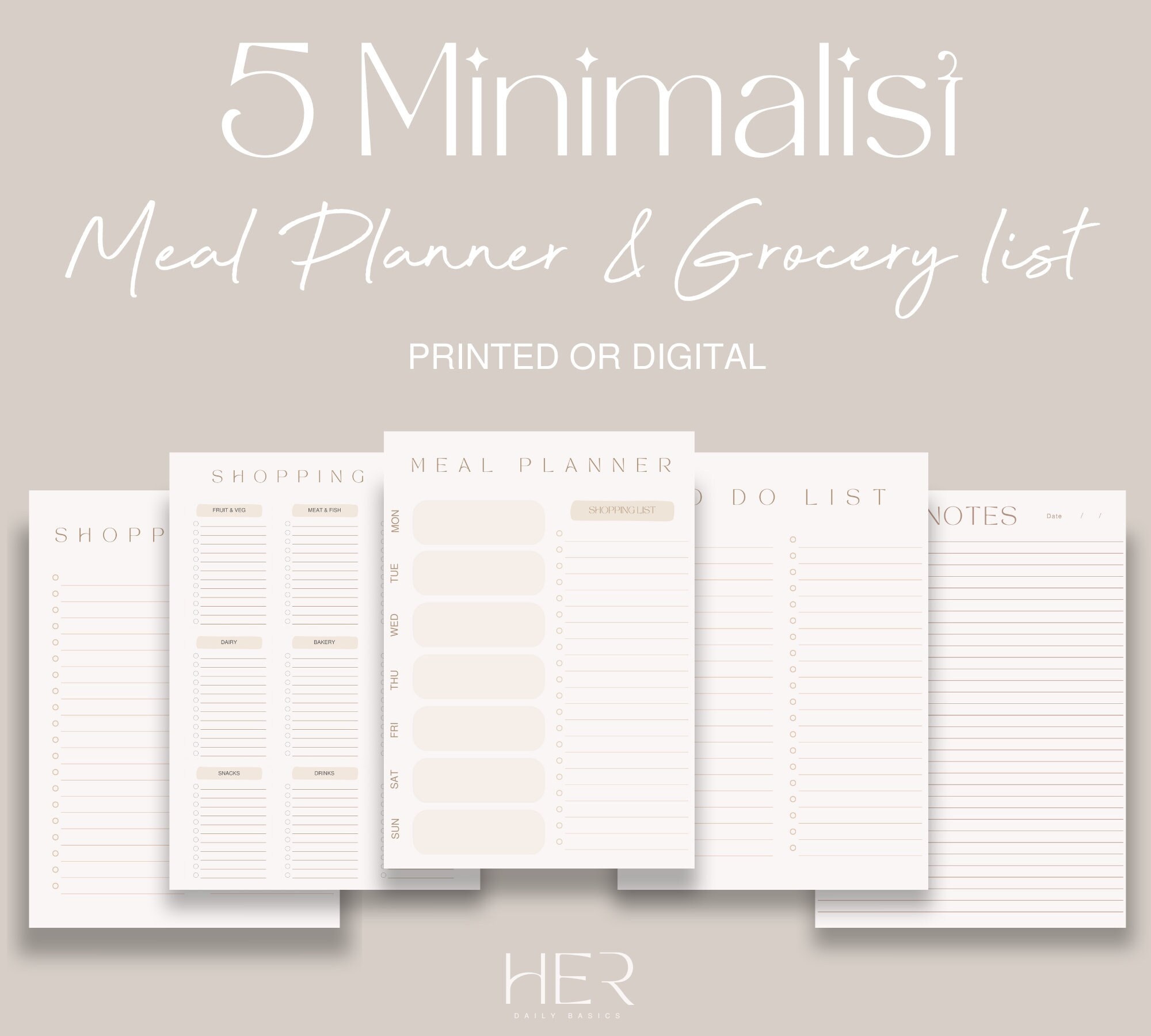 Weekly Meal Planner Bundle, Grocery List, Pantry List, To-do List ...