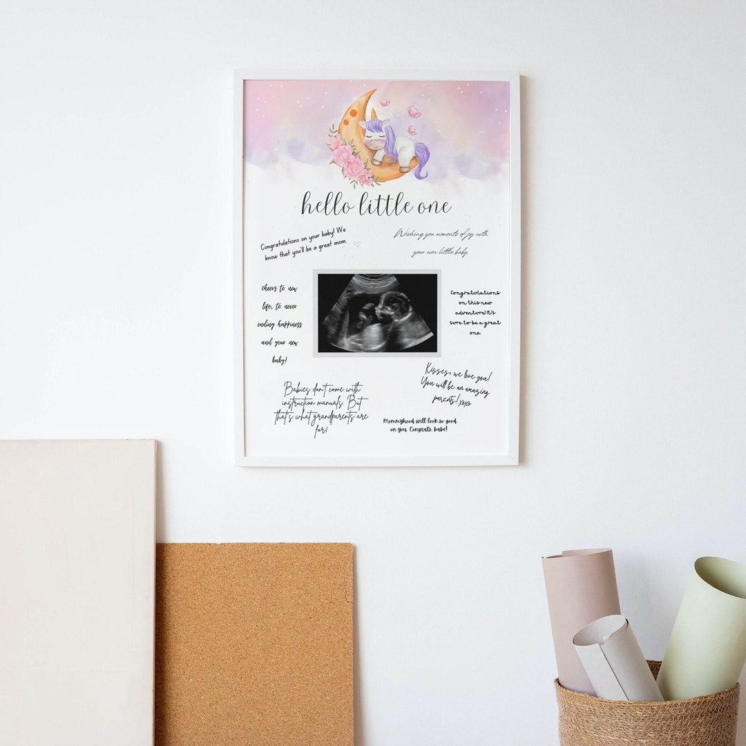 Printable Sonogram Ultrasound Guestbook, Pink Unicorn Baby Shower Guest ...