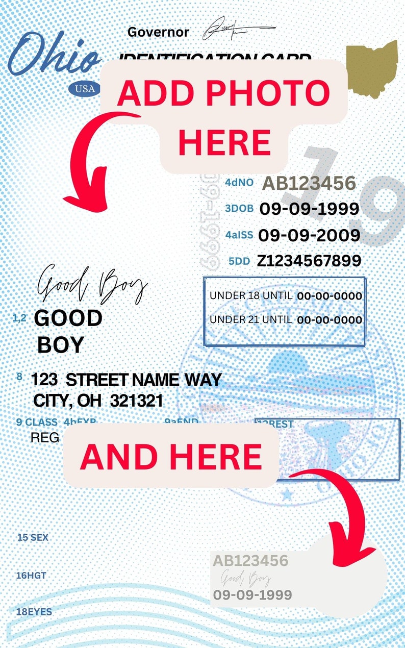 Funny Ohio ID Card Template: Editable Novelty Gift (digital Download ...