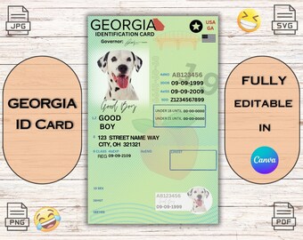 Pennsylvania Identification Card Fully Editable Digital Printable Pet ...