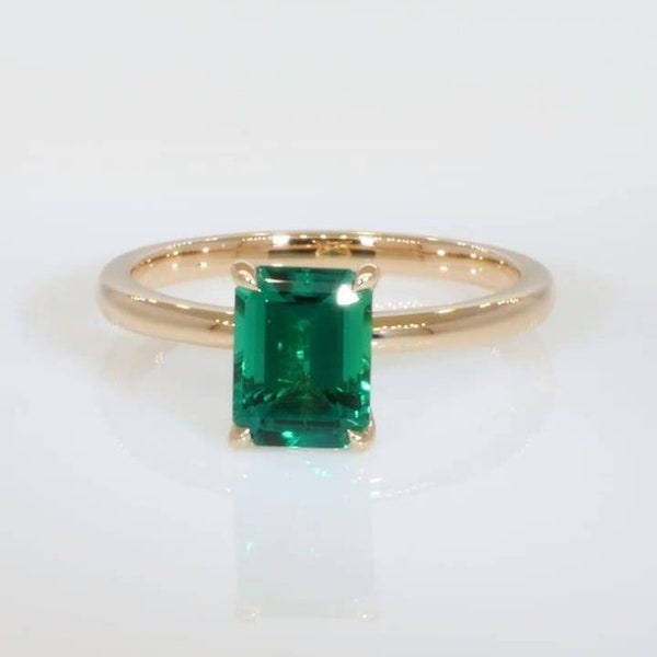 Lab Created Emerald Diamond Ring - Etsy