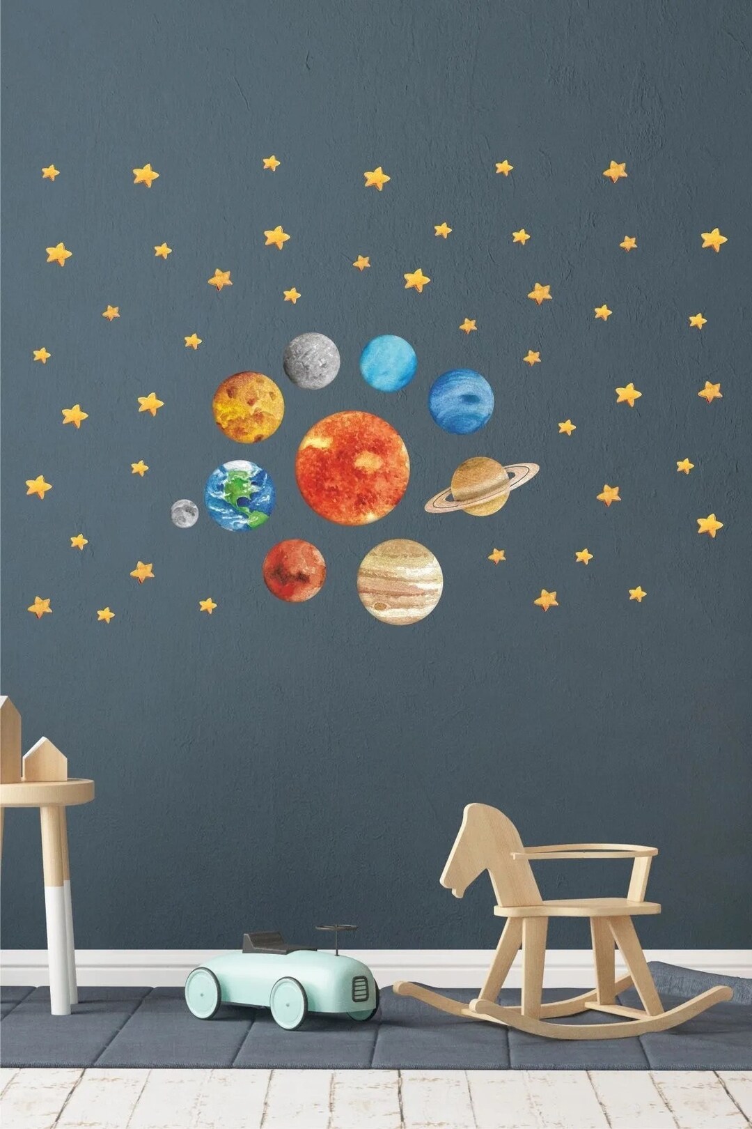 Planets Solar System Kids Room Wall Sticker Set - Etsy