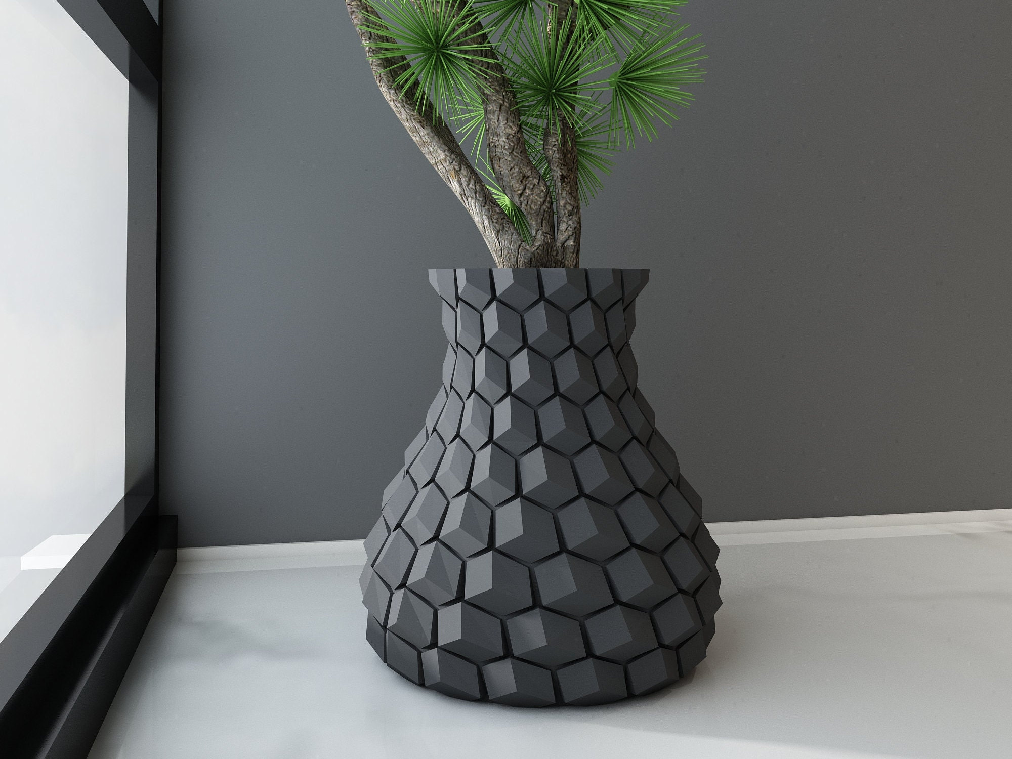 Curved Honeycomb Vase 3 Version Stl Printable - Etsy