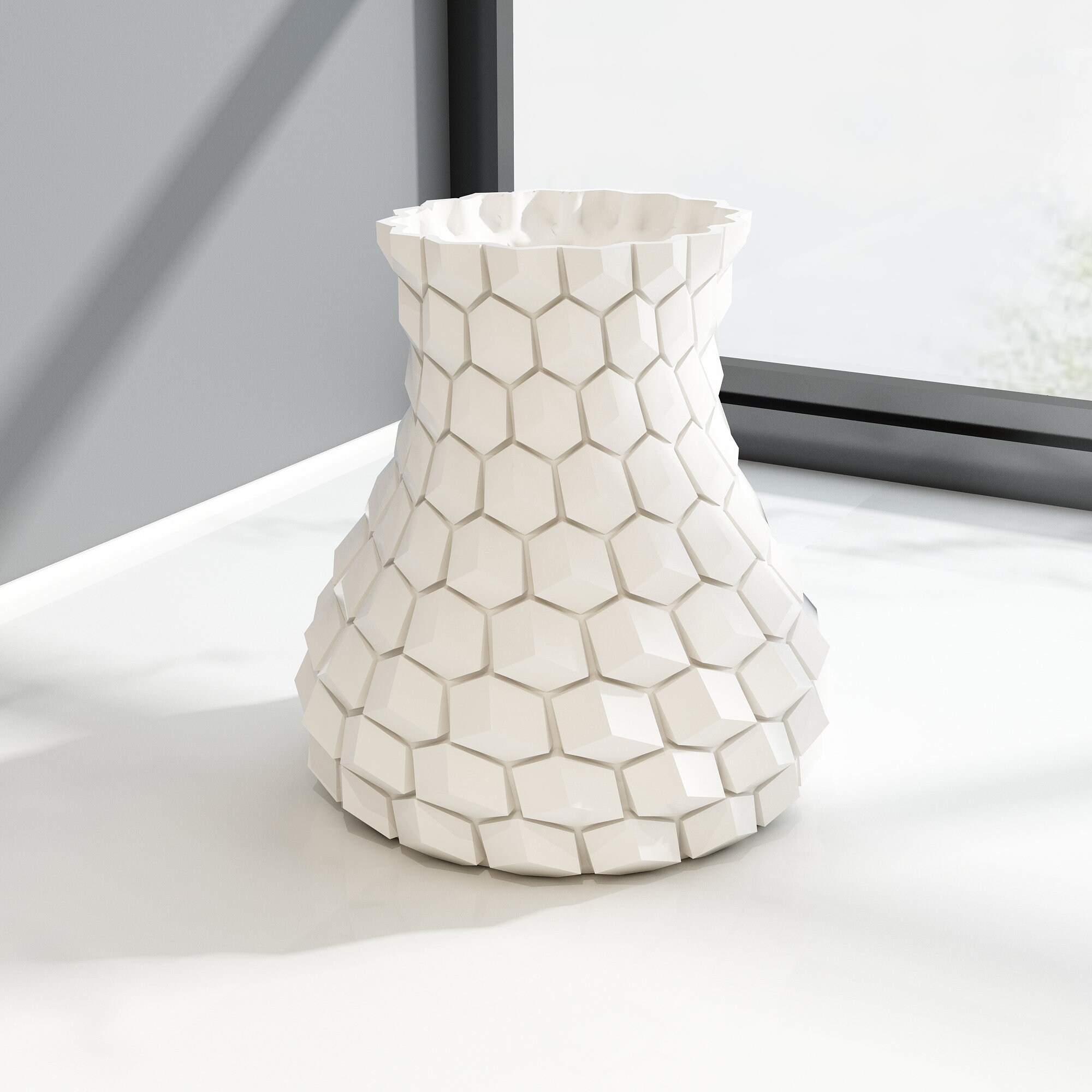 Curved Honeycomb Vase 3 Version Stl Printable Etsy