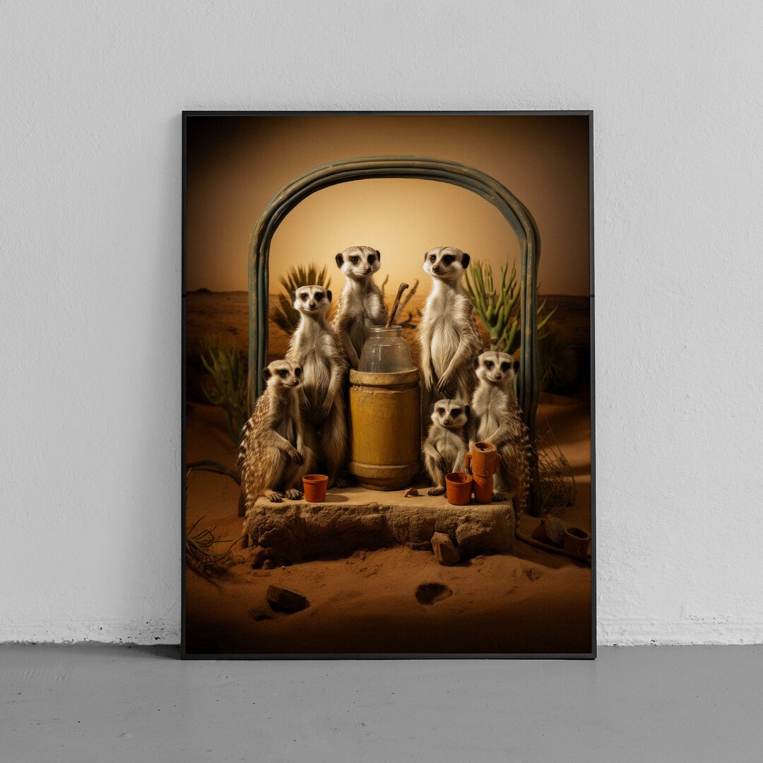 Meerkat Print Quirky Animal Portrait Art Colorful Animal Wall Art ...