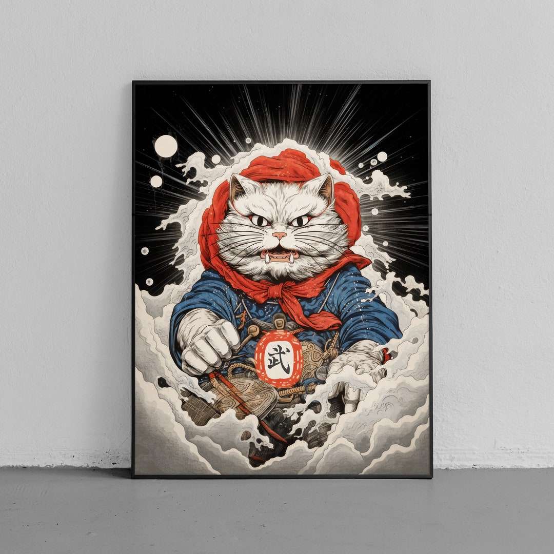 Grumpy Warrior Cat Print Hobby Lobby Animal Decor Anthropomorphic Cat ...