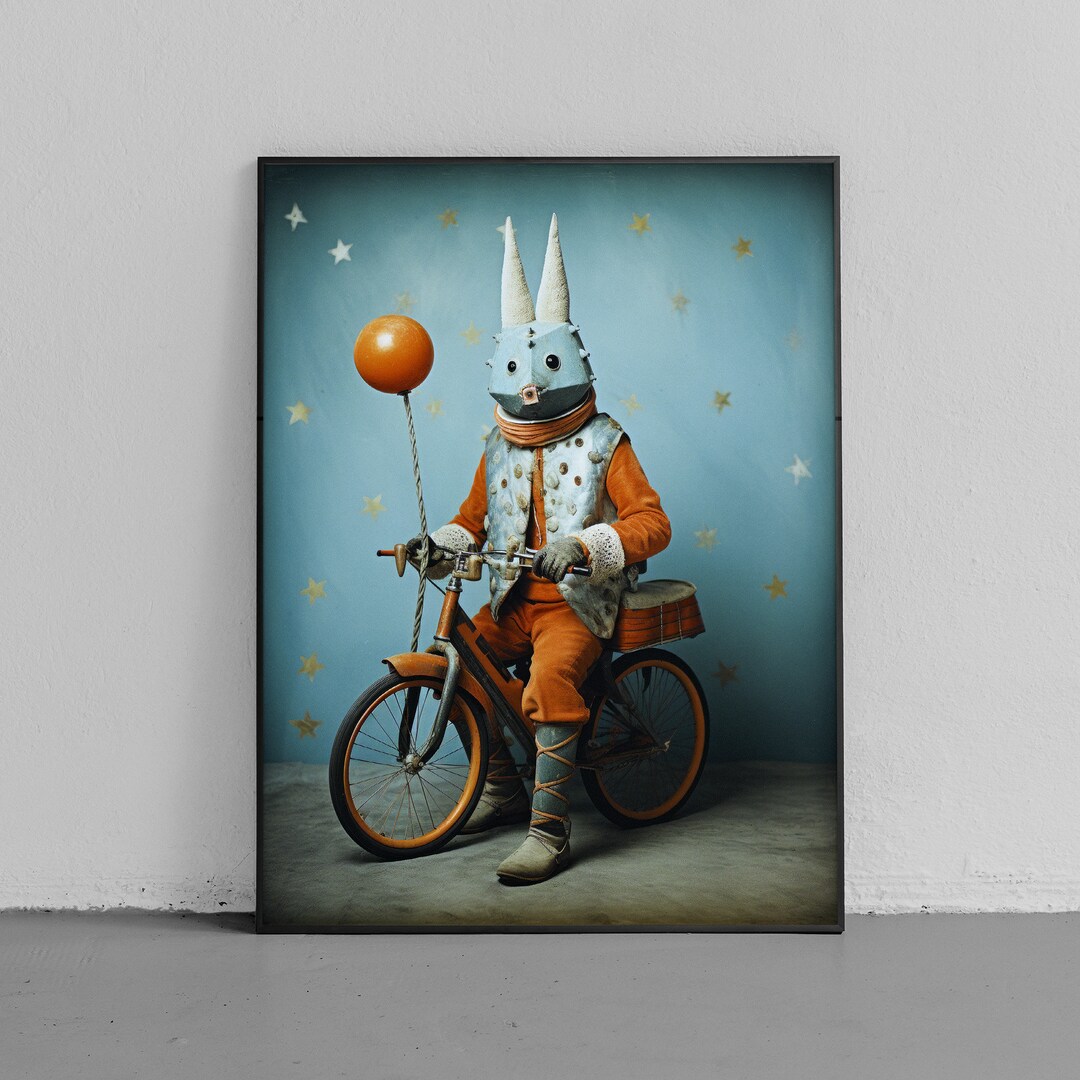 Whimsy Bicycle Clown Print Vintage Circus Art Children Room Wall Art ...