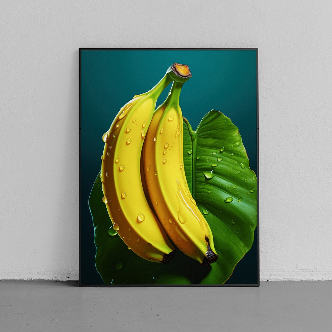 Banana Print Tropical Food Illustration Dining Room Yellow Banana Wall ...
