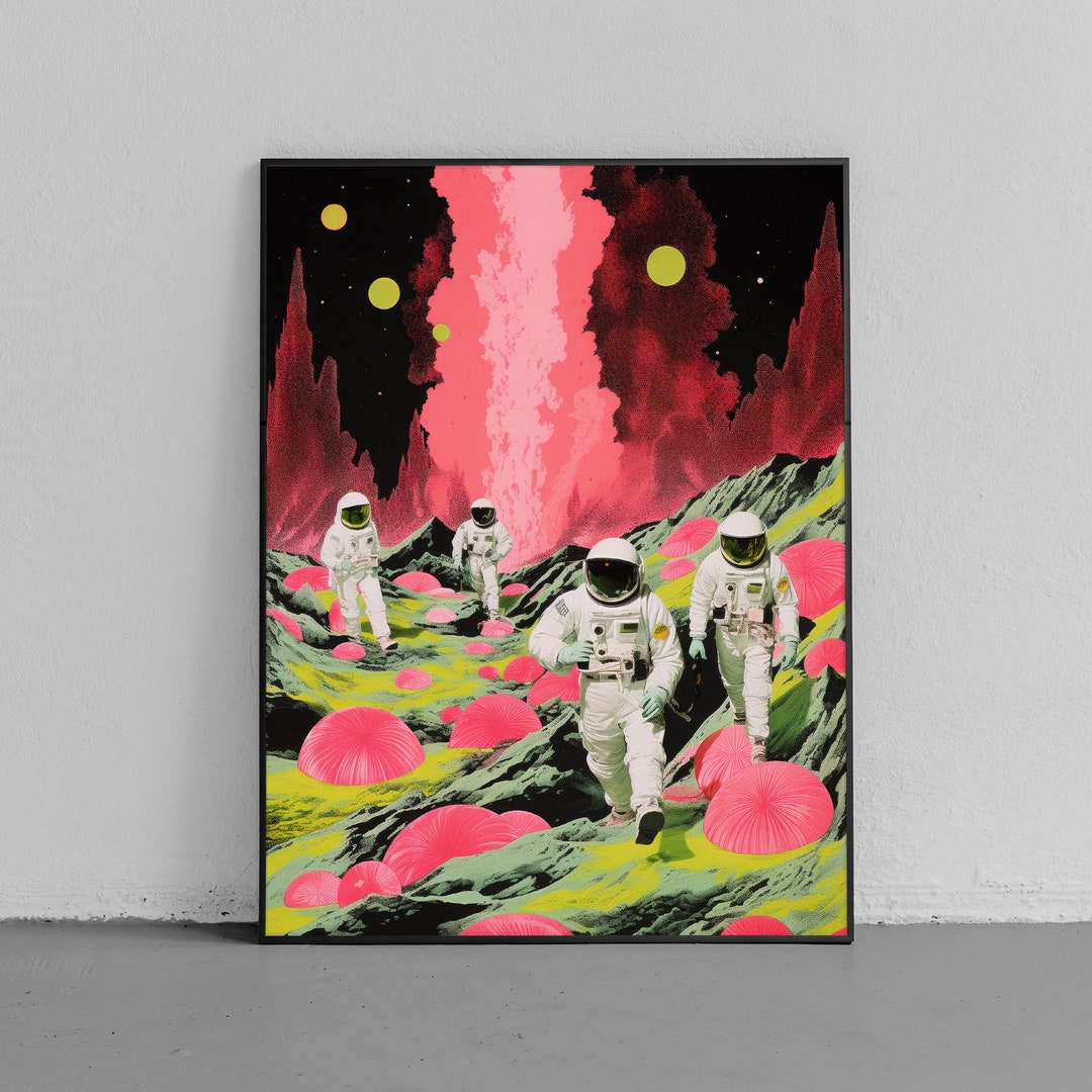 Astronaut Print Abstract Planet Art Groovy Prints Abstract Volcano ...