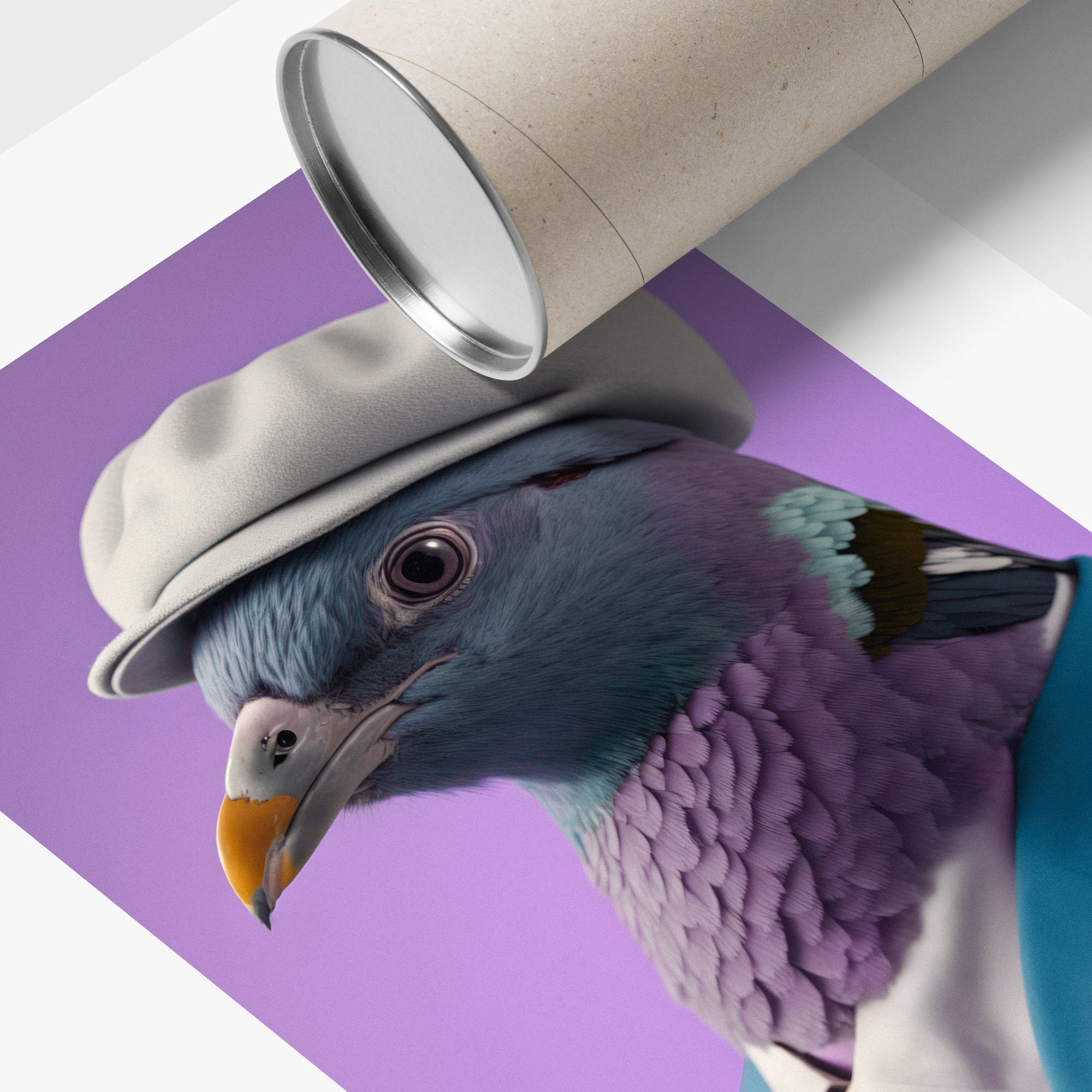 Pigeon Print Quirky Animal Portrait Wall Art Dove Print Funky Living ...