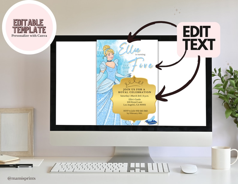 Editable Digital Princess Cinderella Powder Baby Blue Girl - Etsy