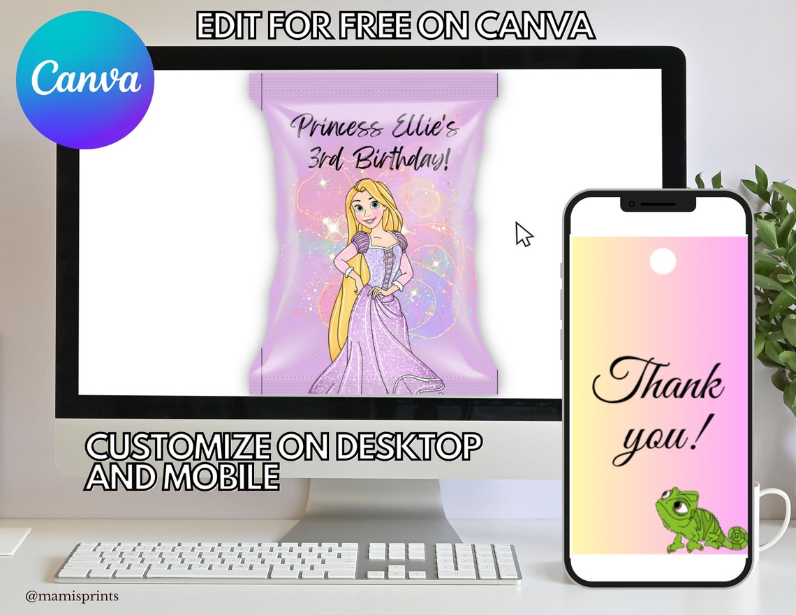 Editable Digital Rapunzel Tangled Party Favor Bundle-diy INSTANT ...