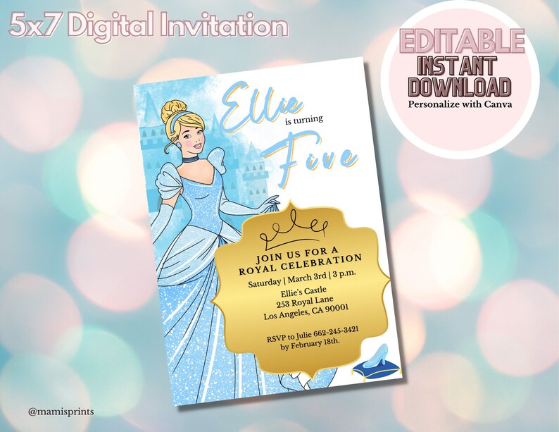 Editable Digital Princess Cinderella Powder Baby Blue Girl - Etsy