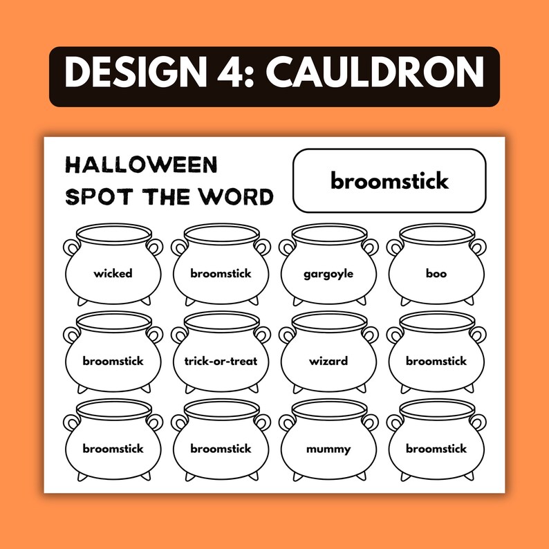 80 Halloween Spot the Word Worksheets, Sight Word Recognition, Coloring ...