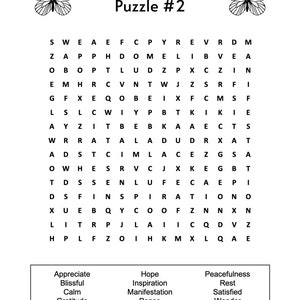 100 Printable Word Search Puzzles Positive Thoughts - Etsy