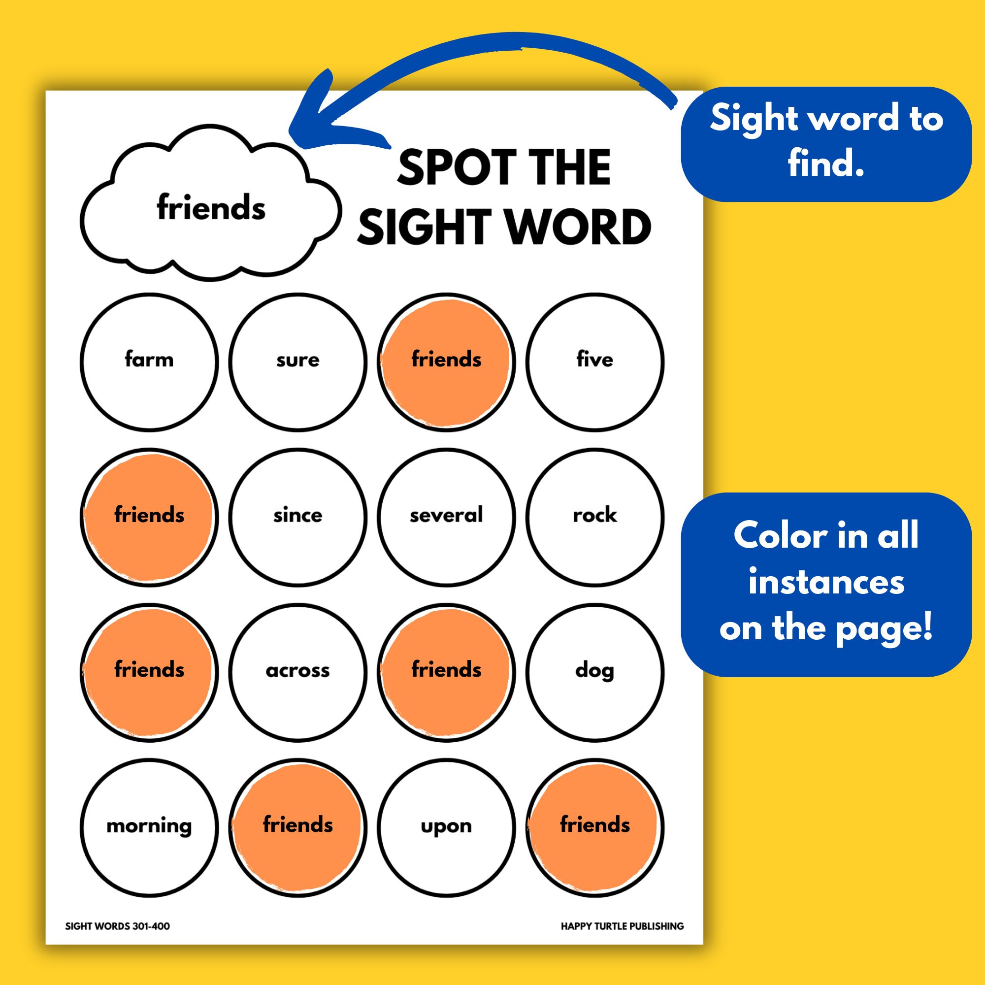 Printable Sight Word Worksheets, Fry Sight Words Set 4, Dab Coloring ...