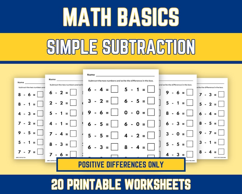 20 Printable Subtraction Worksheets, Fill in the Blank Subtracting ...