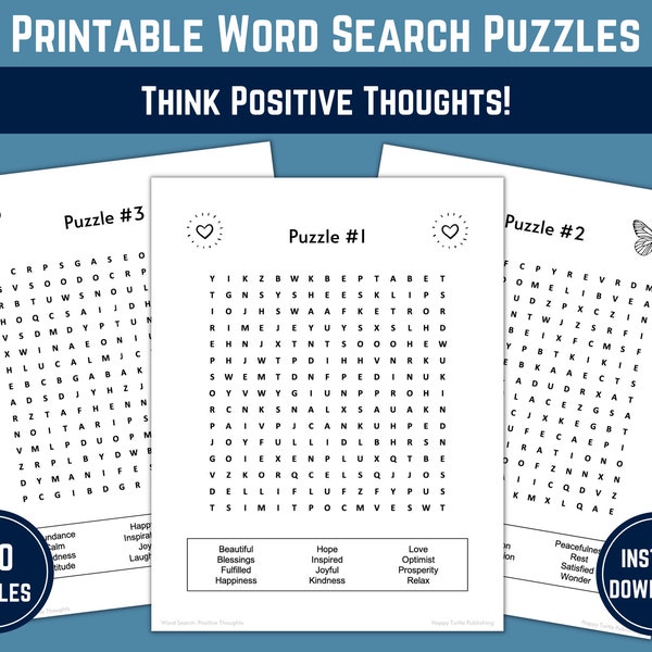 Positive Thoughts Word Search - Etsy