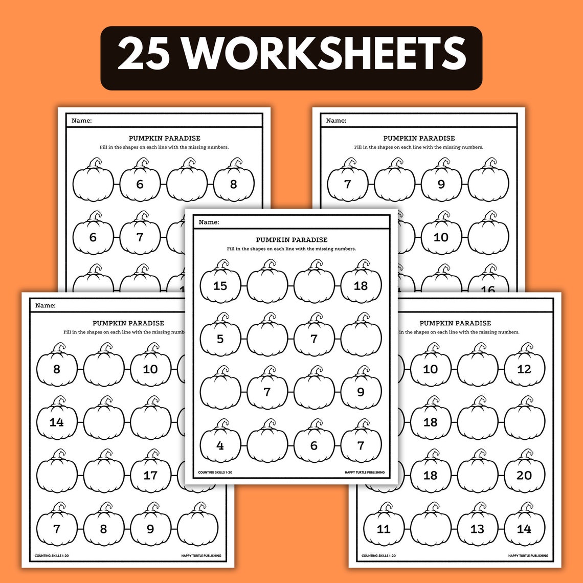 25 Halloween Missing Number Worksheets, Counting Practice From 1 to 20 ...