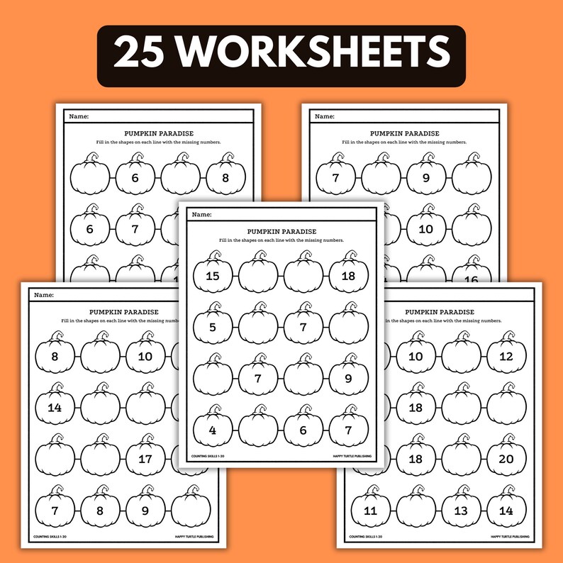 25 Halloween Missing Number Worksheets, Counting Practice From 1 to 20 ...