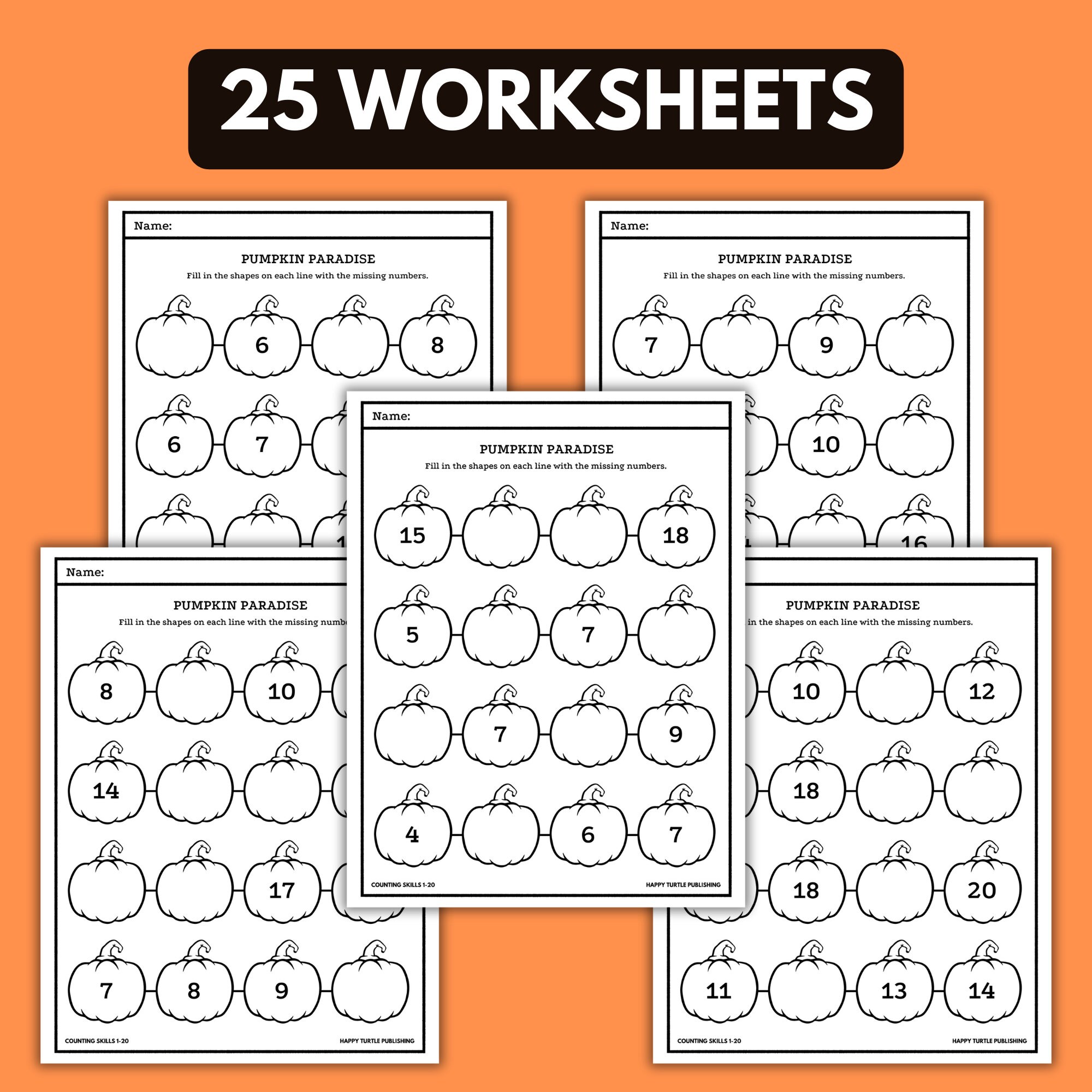 25 Halloween Missing Number Worksheets, Counting Practice From 1 to 20 ...