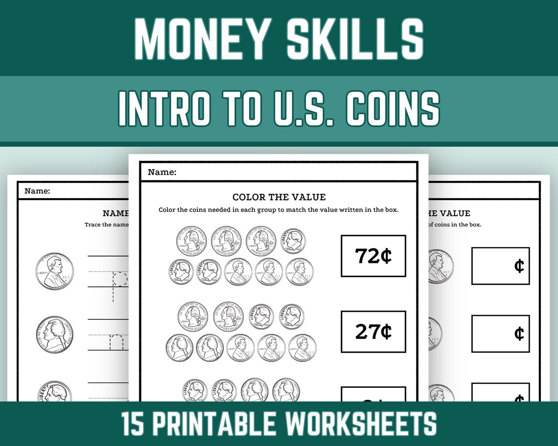 Printable Coin Worksheets, Learn Coins, Count Money, Back to School ...