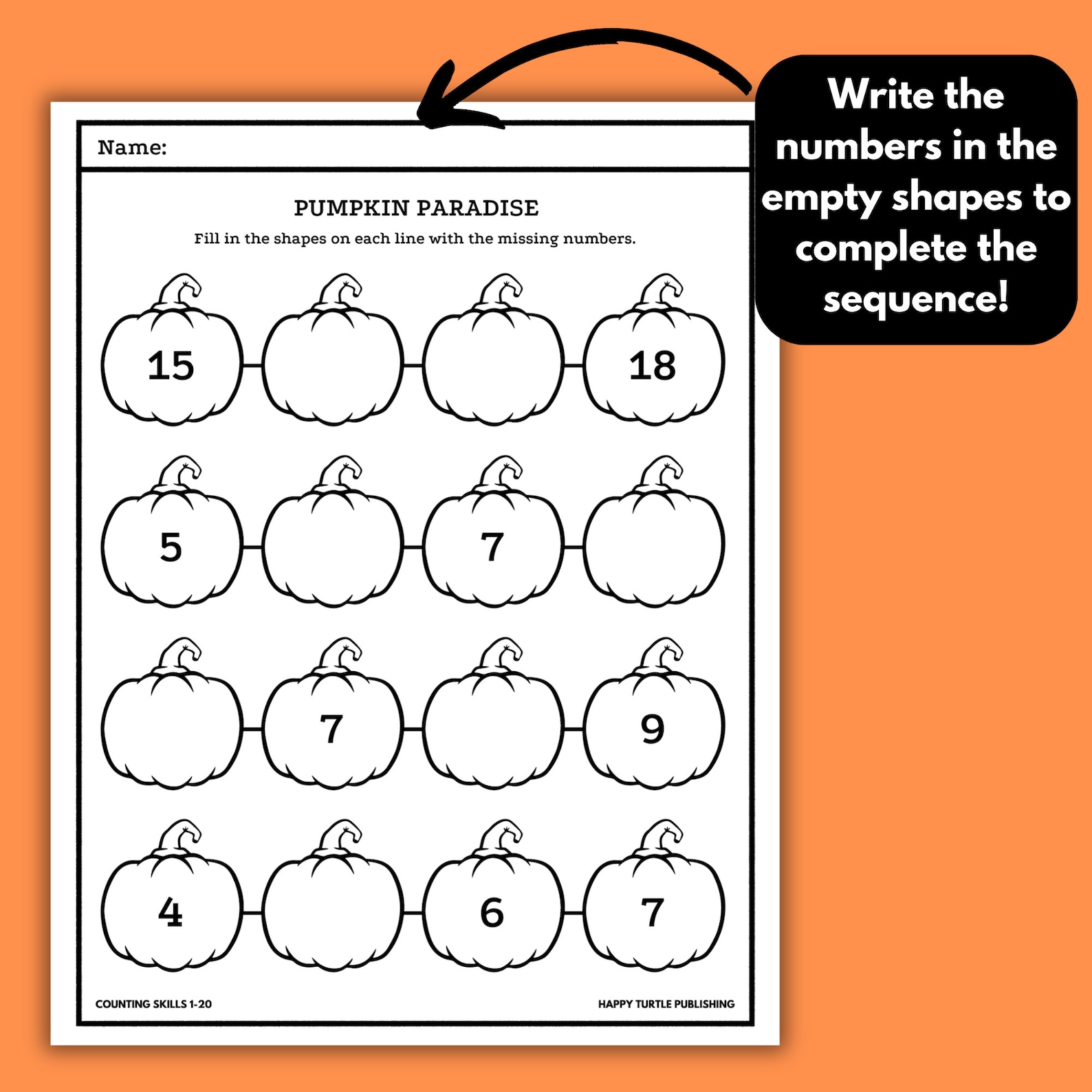 25 Halloween Missing Number Worksheets, Counting Practice From 1 to 20 ...