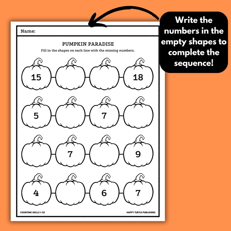 25 Halloween Missing Number Worksheets, Counting Practice From 1 to 20 ...