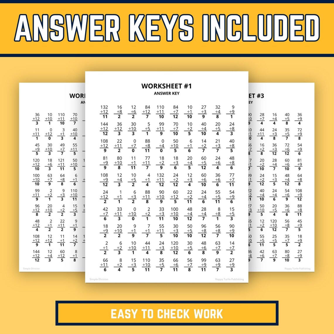 Simple Division Worksheets, Division Facts 0 to 12 Times Table, 3rd 4th ...