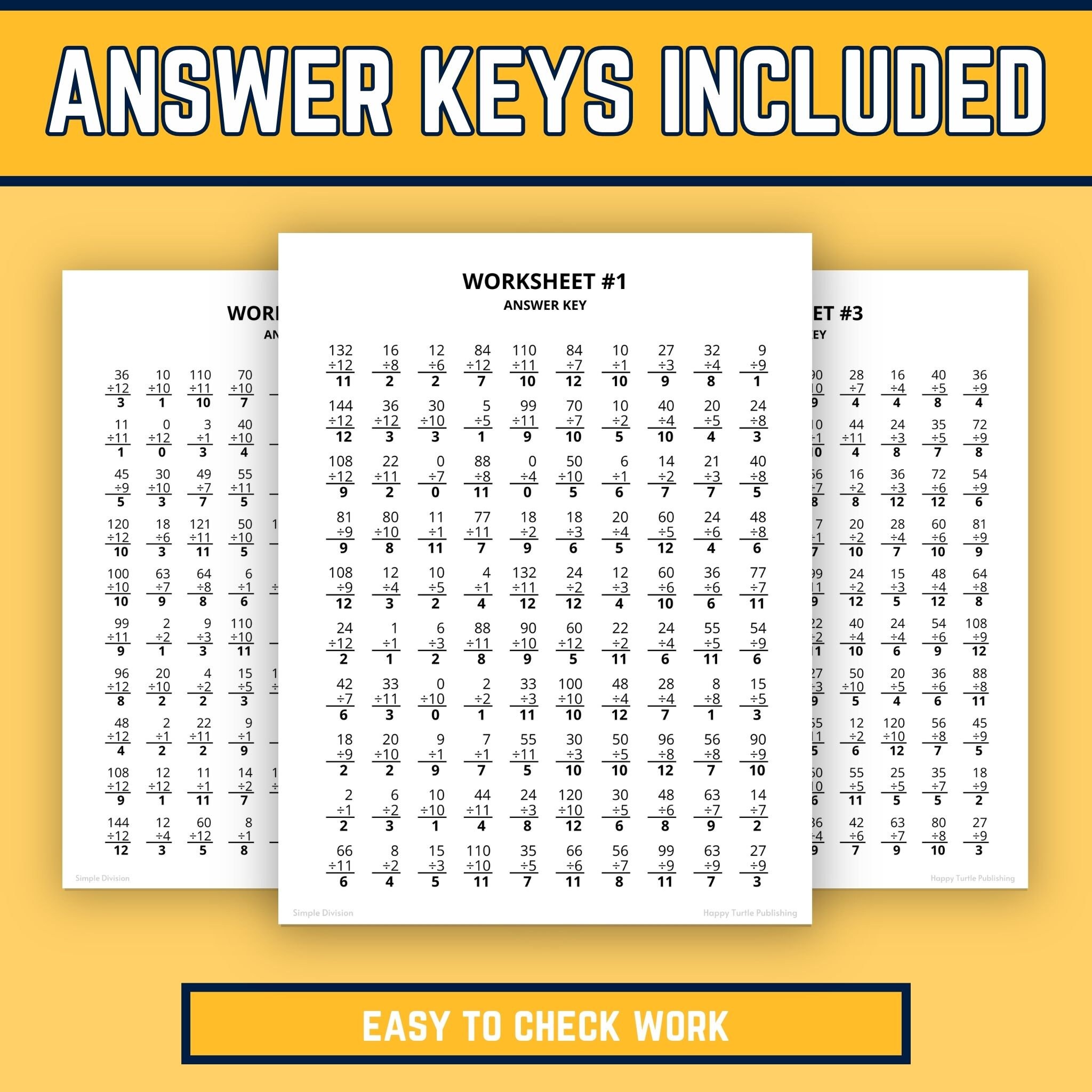 Simple Division Worksheets, Division Facts 0 to 12 Times Table, 3rd 4th ...