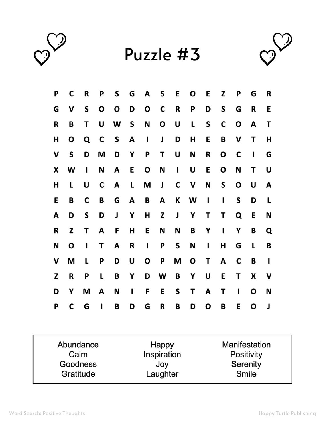 100 Printable Word Search Puzzles Positive Thoughts - Etsy