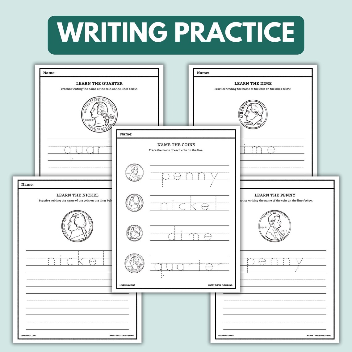 Printable Coin Worksheets, Learn Coins, Count Money, Back to School ...