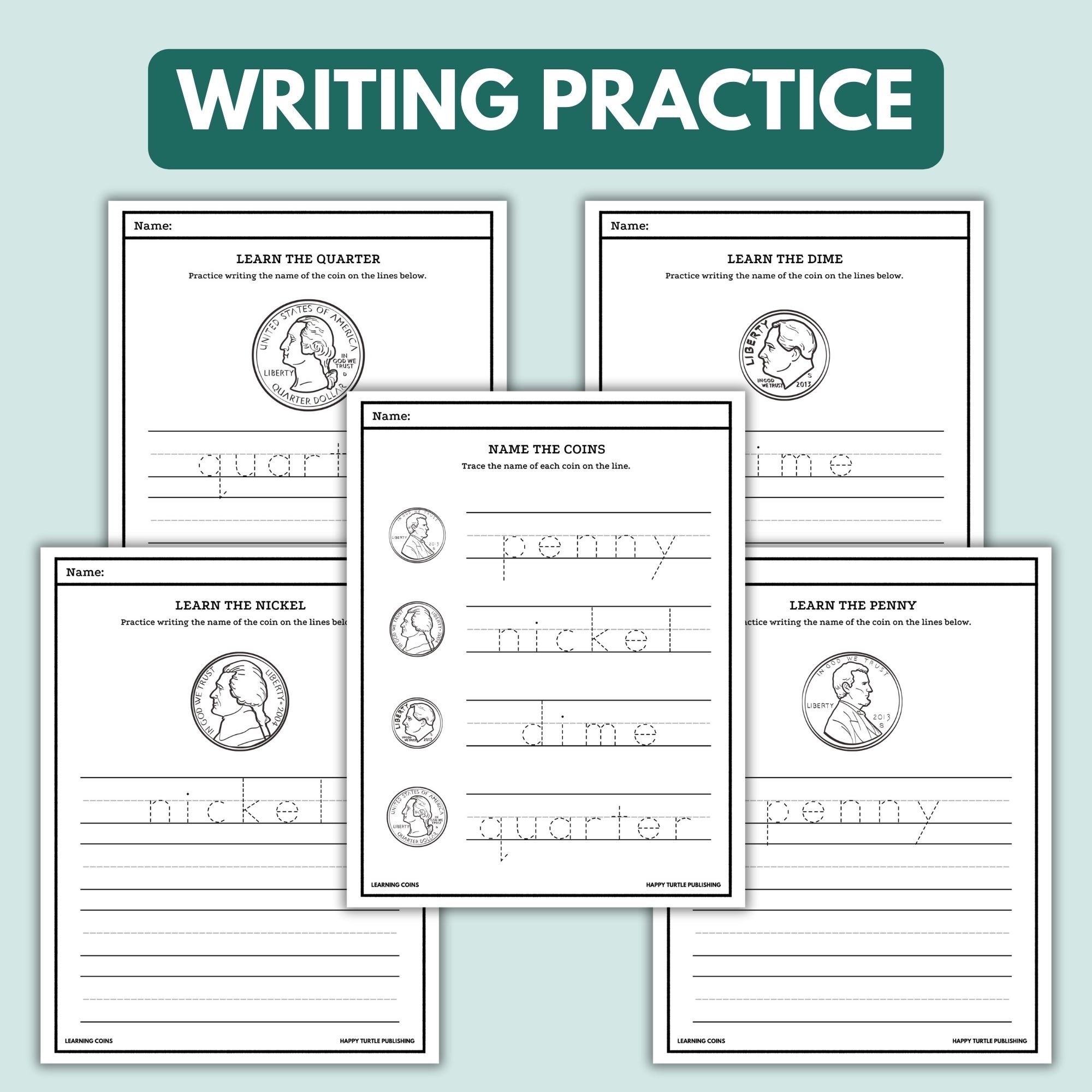 Printable Coin Worksheets, Learn Coins, Count Money, Back to School ...