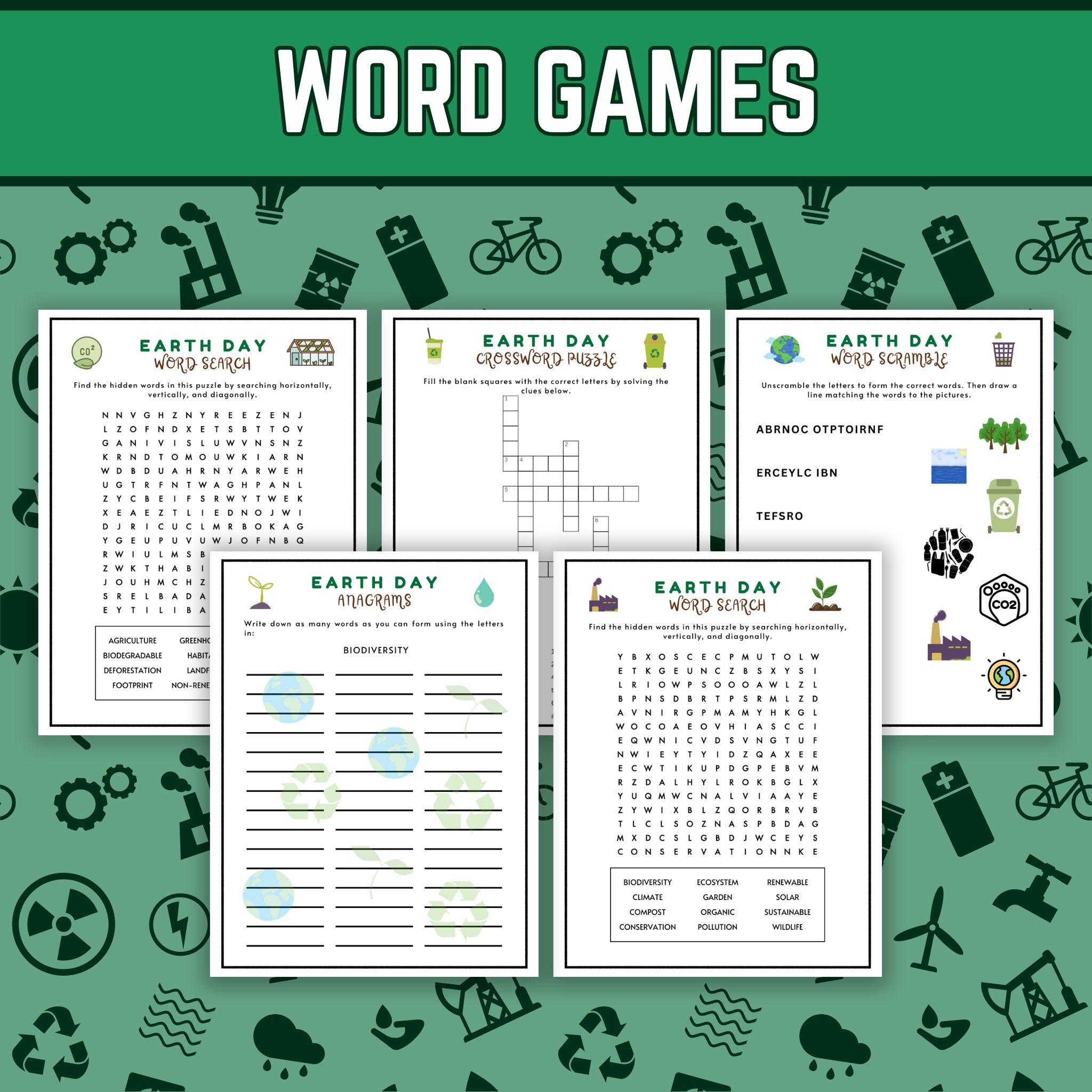 Earth Day Activities for Kids, Printable Puzzles Games & Coloring for ...