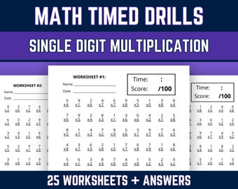 Printable Multiplication Timed Drill Worksheets, Multiplying 0 to 15 ...