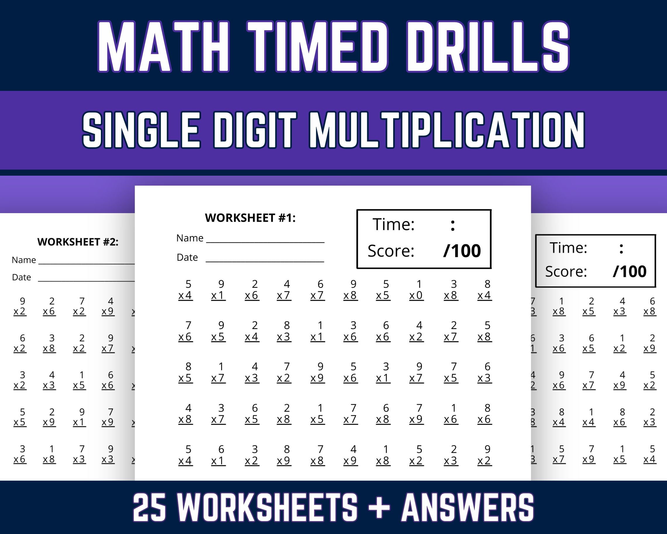 Printable Multiplication Worksheets, Multiplying Single Digits 0 to 9 ...